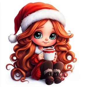 9 Cute Christmas Girl Clipart, Cute Doll Clipart,png,jpj, Holiday ...