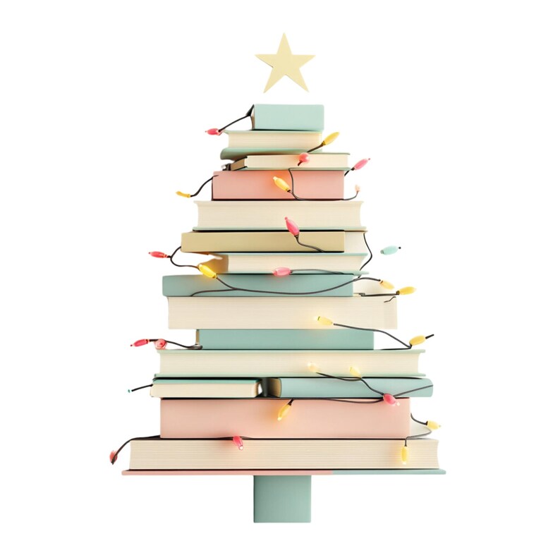 Christmas Book Tree Clipart: Holiday Reading PNG - Etsy
