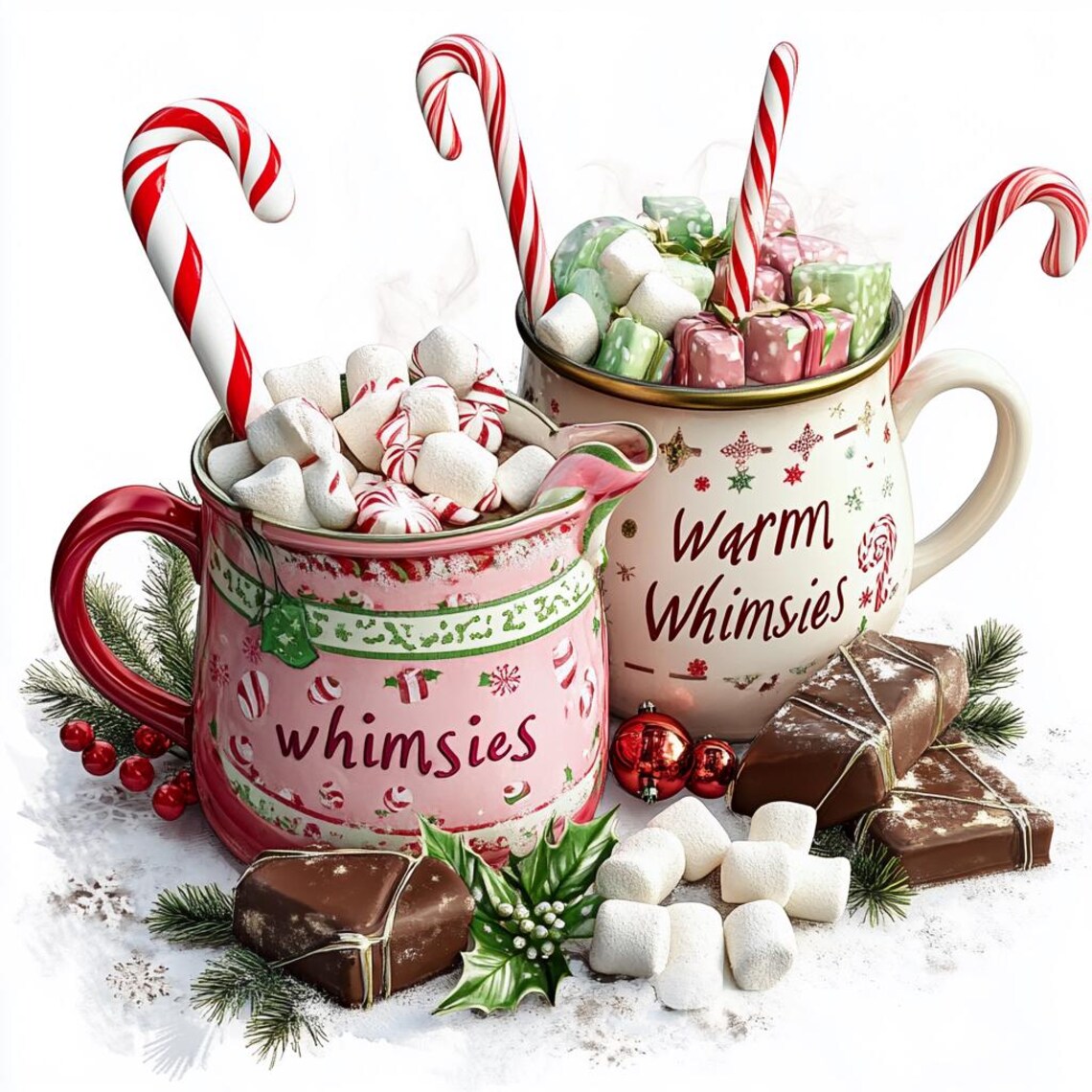 7 Christmas Sweet Clipart, Watercolor Coffee Clipart,png,jpj Hot ...