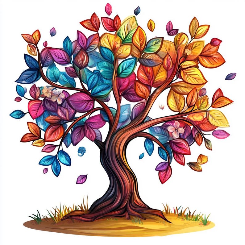 Colorful Watercolor Tree Clipart Bundle (digital Download) - Etsy
