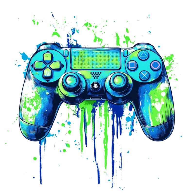Watercolor Game Controller Clipart: Gamer Graphics (PNG, Digital File ...