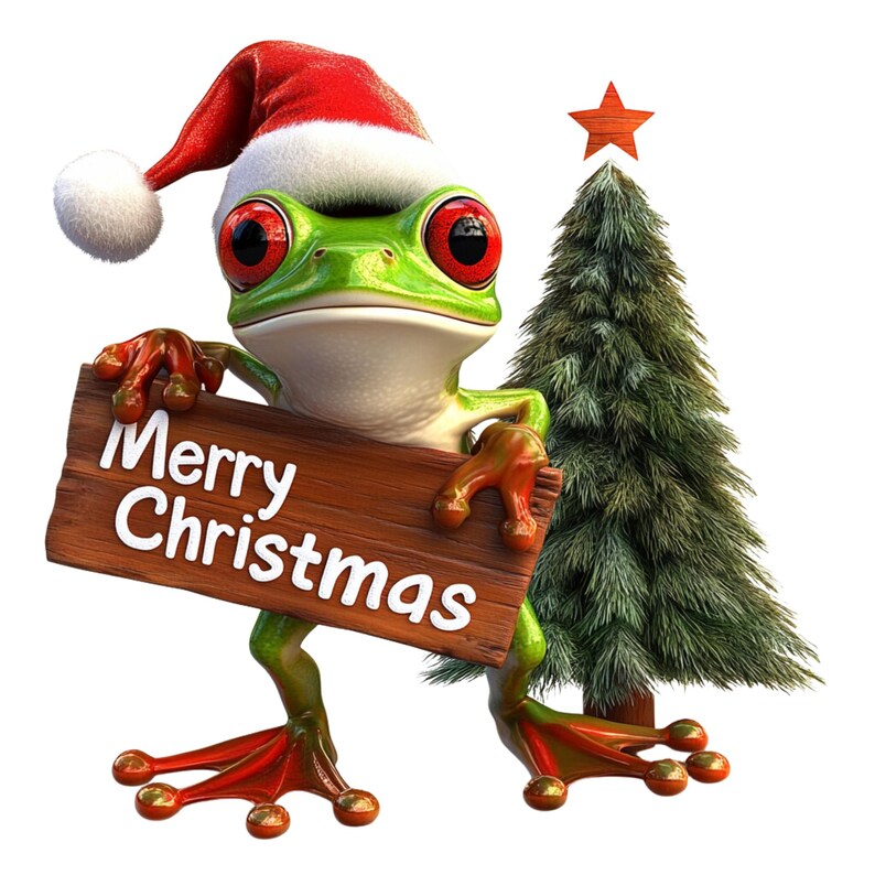 Christmas Frog Clipart: Holiday PNG Designs (commercial Use) - Etsy
