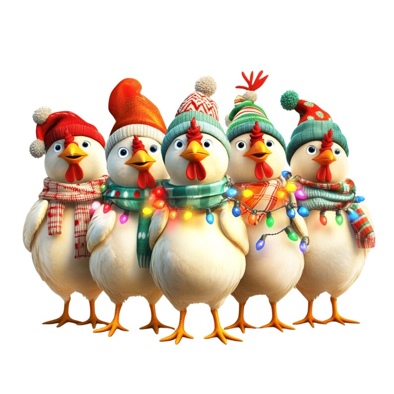 Christmas Chicken Clipart: Festive Holiday Hen Designs (PNG, JPG) - Etsy