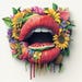 8 Glossy Dripping Floral Lips Clipart Vibrant Color Lip Art PNG,JPJ ...