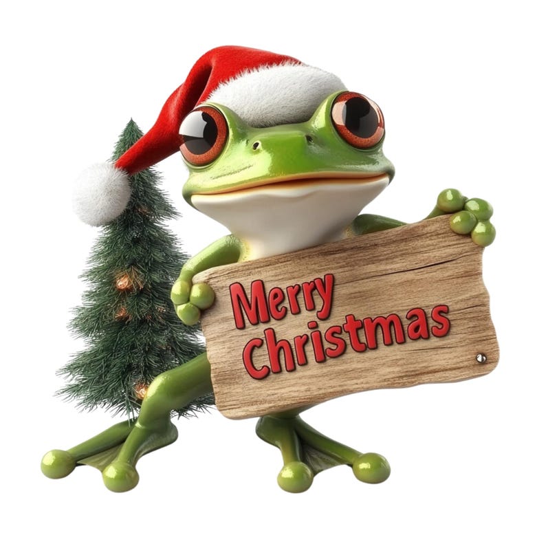 Christmas Frog Clipart: Holiday PNG Designs (commercial Use) - Etsy