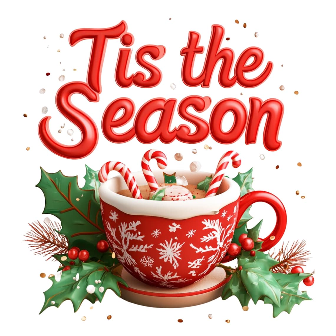 Tis the Season Christmas Clipart: Festive Holiday PNG (commercial Use ...
