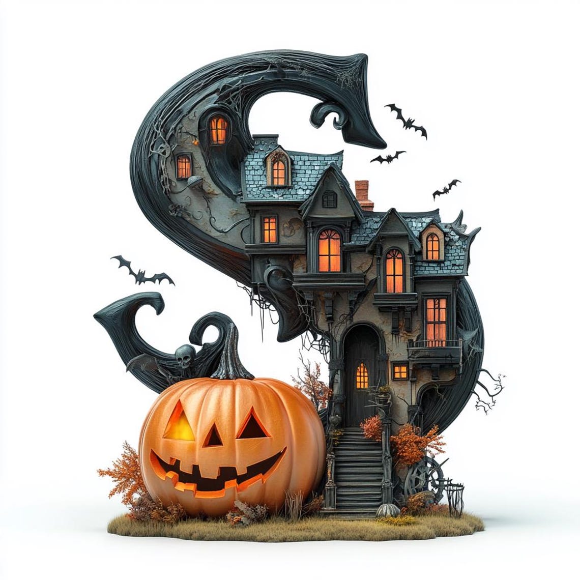 Halloween Alphabet Clipart: Pumpkin Letters, Halloween Decor (PNG ...
