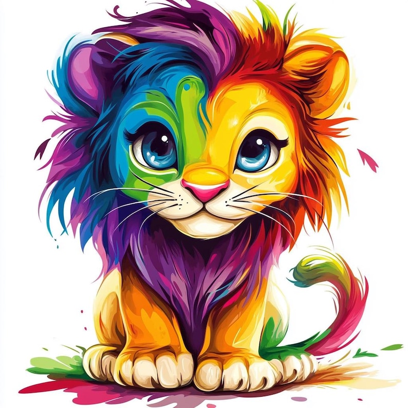 8 Watercolor Cute Lion, Baby Lion Clipart, Baby Lion Png,jpj, Cartoon ...