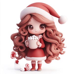 9 Cute Christmas Girl Clipart, Cute Doll Clipart,png,jpj, Holiday ...