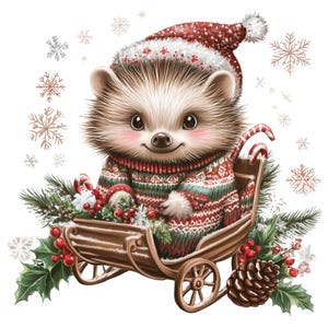 10 Watercolor Christmas Hedgehog Clipart, Png,jpj, Christmas Clipart ...
