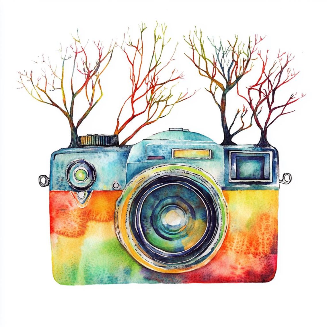 7 Vintage Camera Clipart, Photo Camera, Watercolor Clipart, High ...
