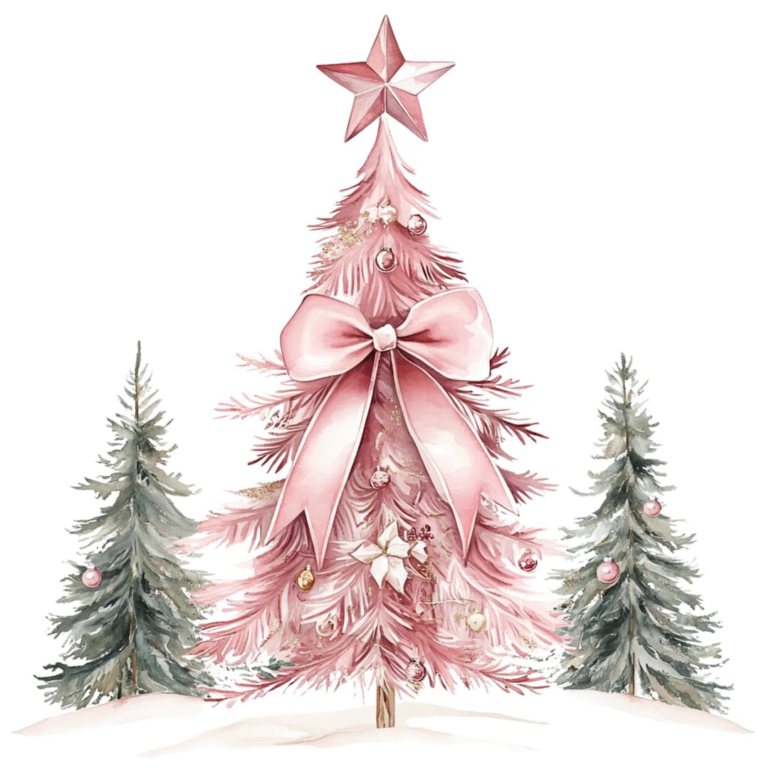 Watercolor Christmas Tree Clipart: Holiday Pine Tree PNG (digital) - Etsy
