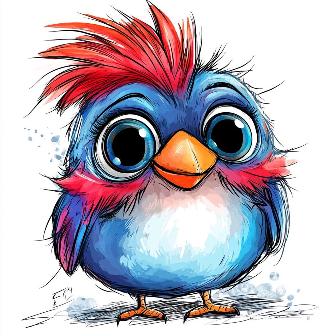 10 Birds Watercolor Clipart, Cute Fluffy Watercolor Birds, High Quality ...