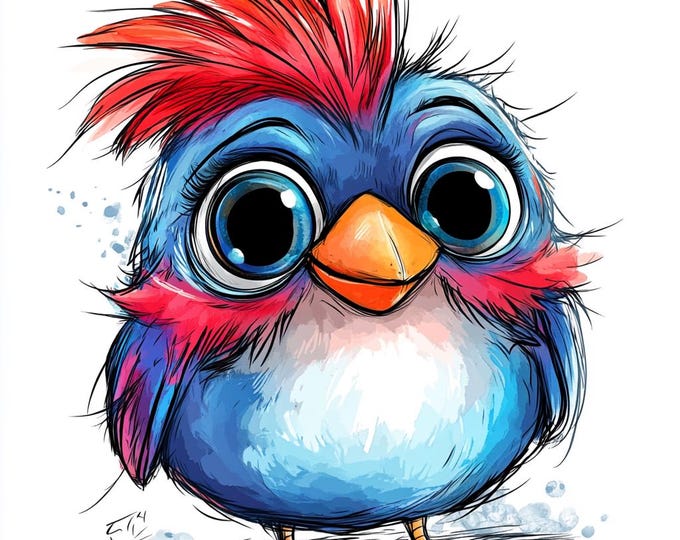 19 Cute Fluffy Birds Clipart, Funny Birds Clipart, Watercolor Cute ...