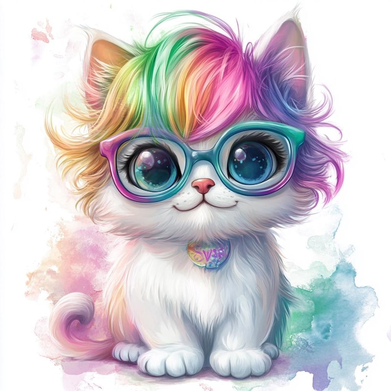 Cat Art Print Colorful - Etsy