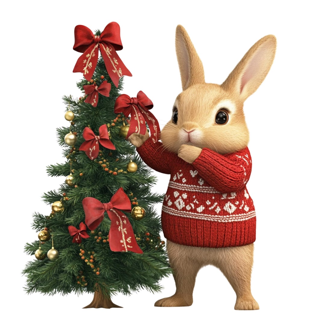 10 Santa Bunny Christmas Clipart, Png,jpj, Cute Holiday Bunny ...