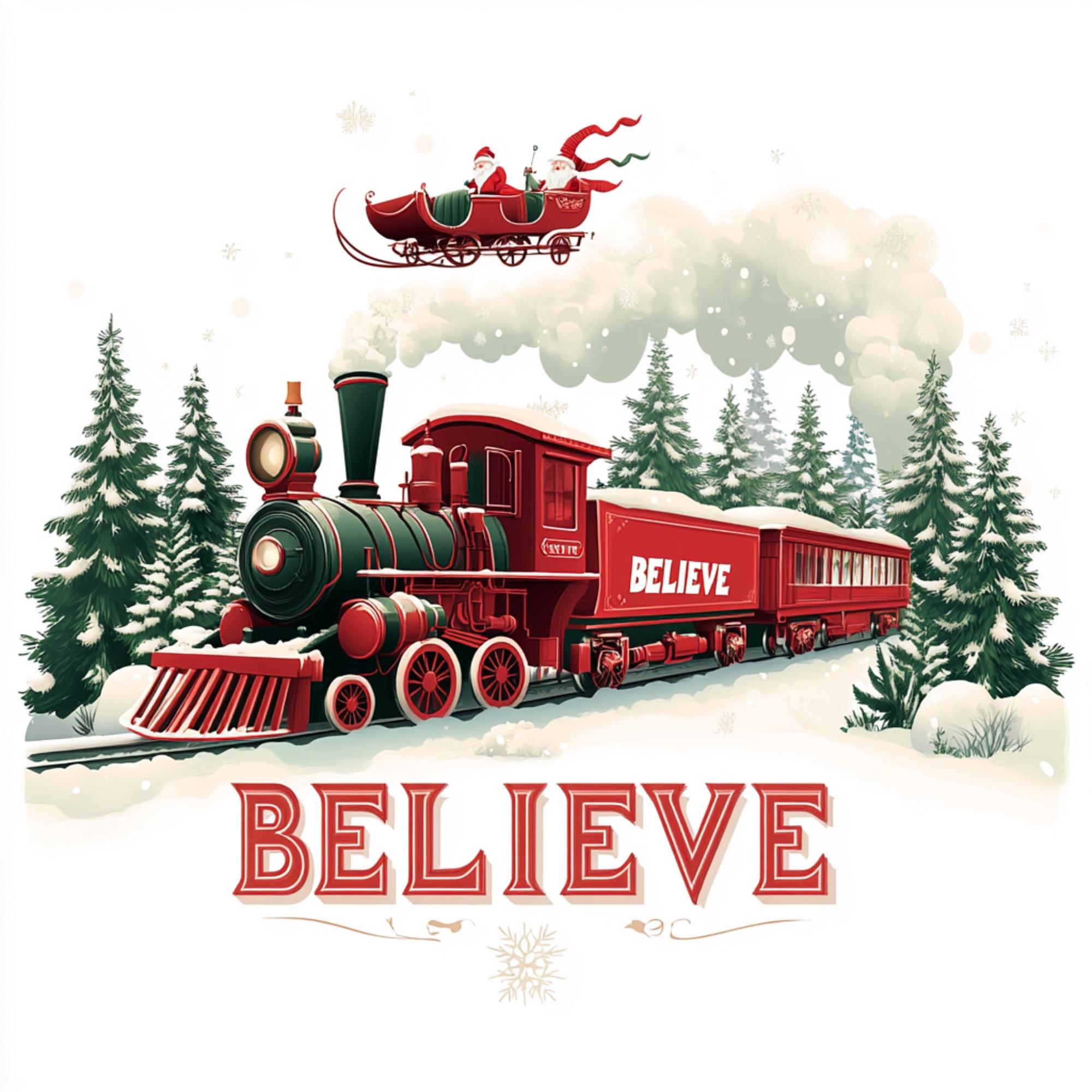 Christmas Santa Express Train Clipart: Holiday PNG Designs (commercial ...