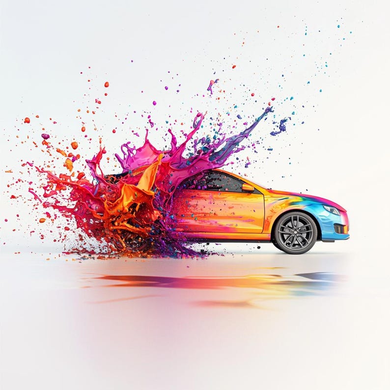 Dripping Cars Watercolor Clipart Bundle: Colorful Automobile Graphics ...