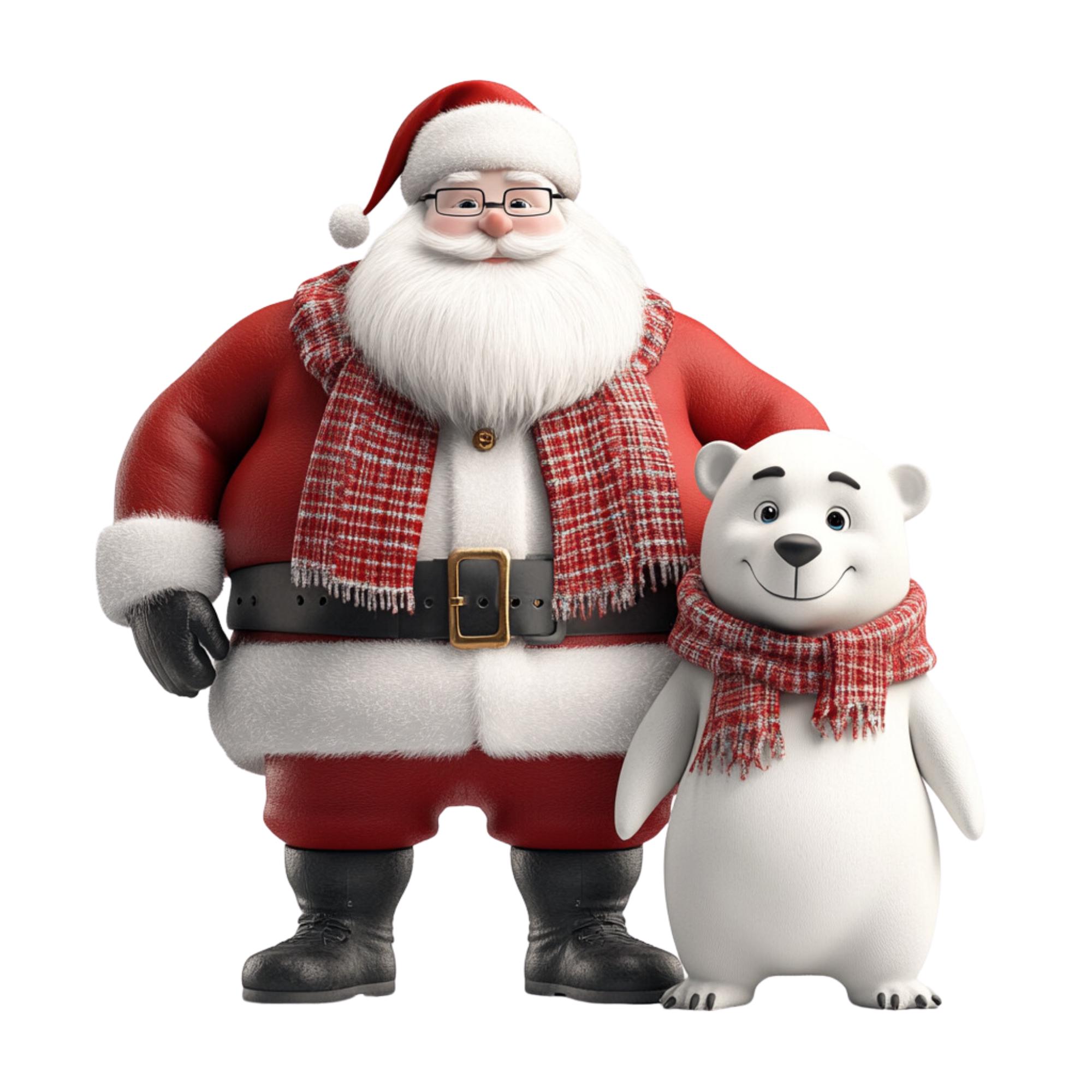 7 Santa & Friends Clipart, Png,jpj, Cute Santa Clause Clipart, Animal ...