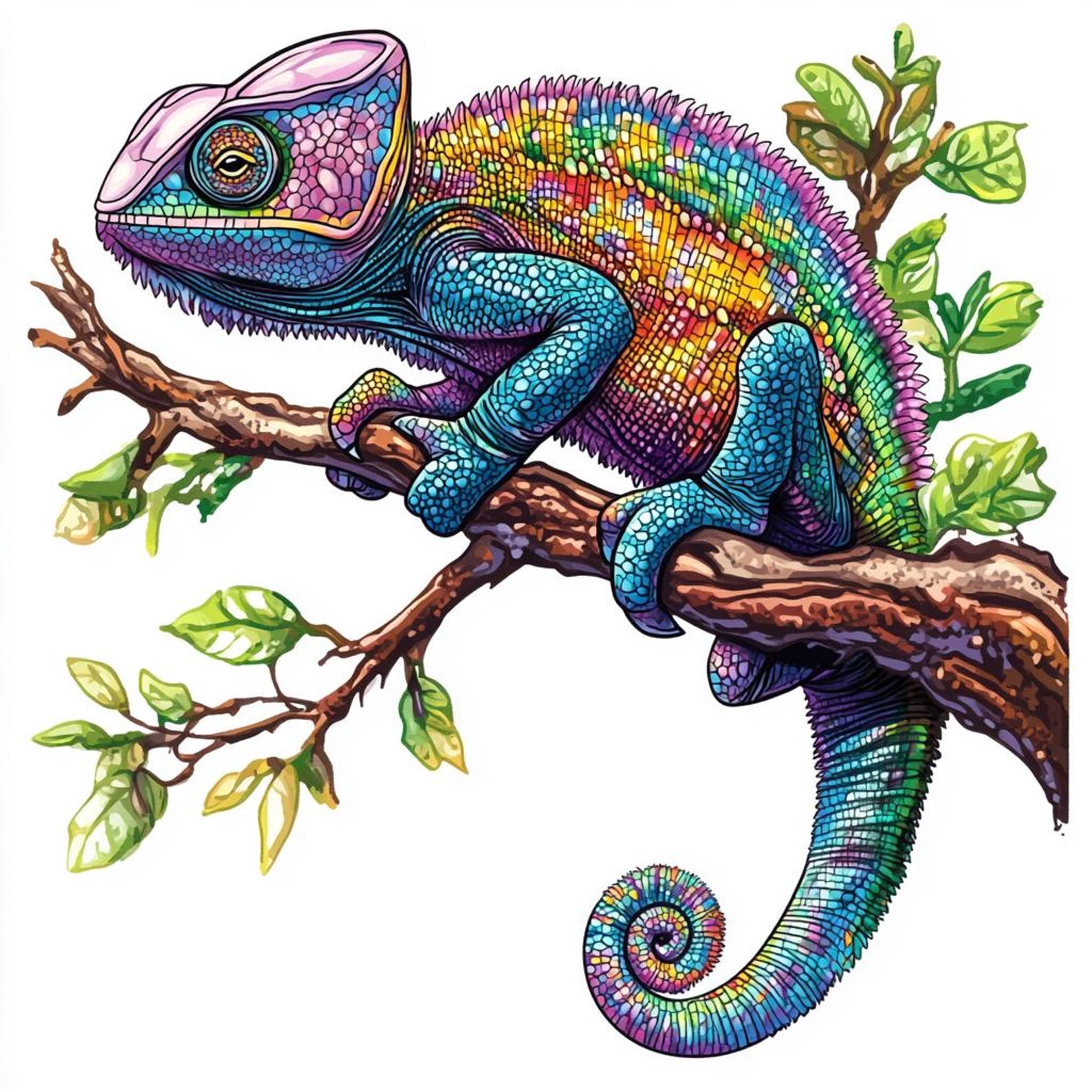 7 Watercolor Chameleon, Party Chameleon Clipart, Chamelion Art, Clipart ...