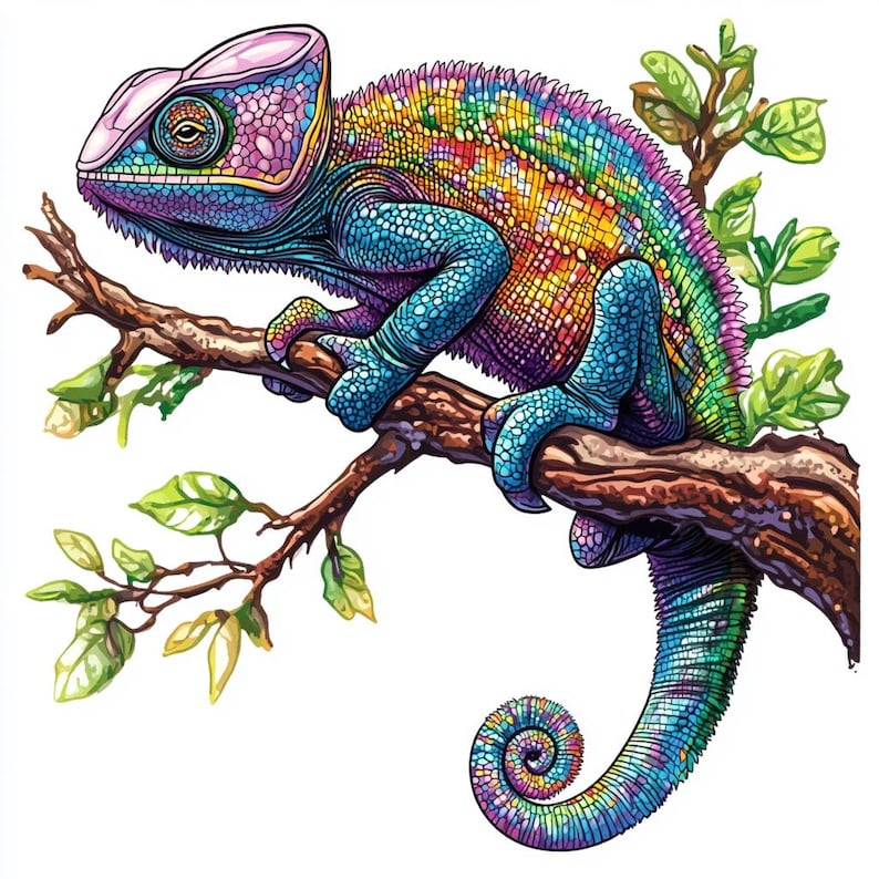 Watercolor Chameleon Clipart: 7 PNG Files, Commercial Use - Etsy