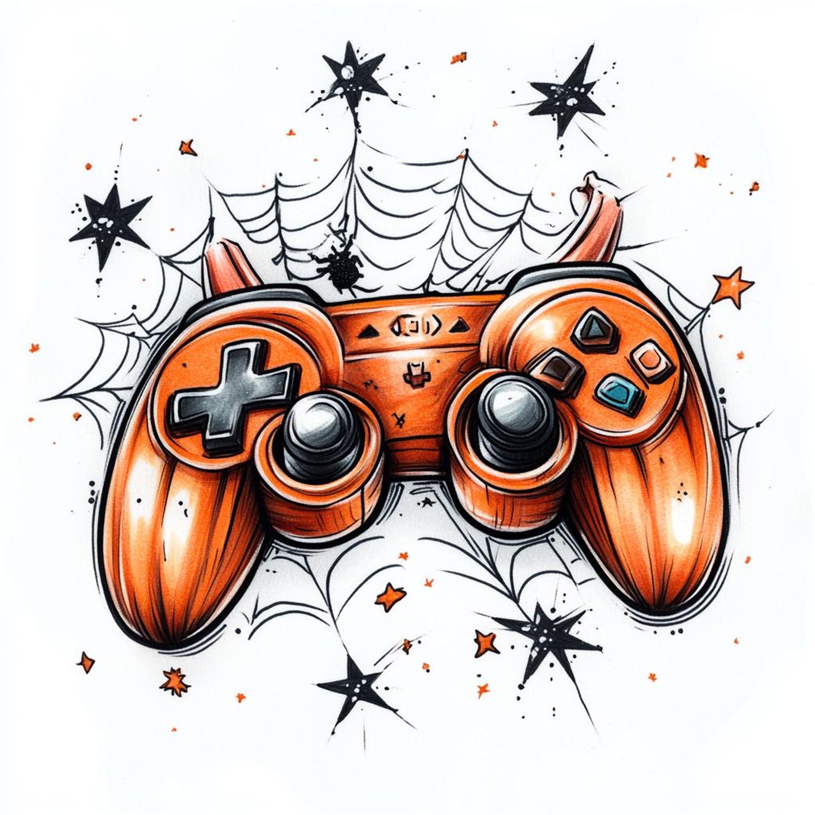 Halloween Gaming Controller Clipart: Spooky Pumpkin Design (PNG, JPG ...