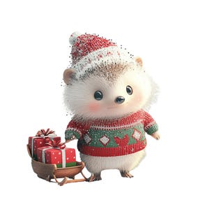 10 Watercolor Christmas Hedgehog Clipart, Png,jpj, Christmas Clipart ...