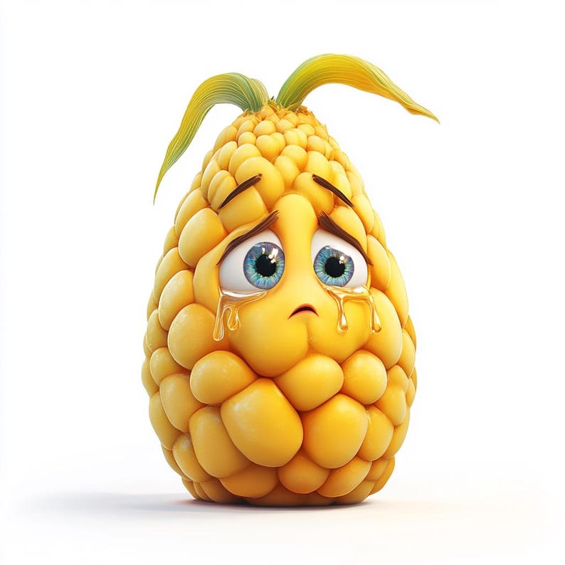 Funny Crying Corn Clipart: Quirky Vegetable Illustrations (digital ...