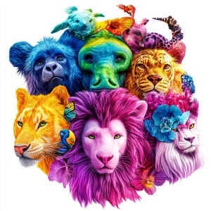 10 Colorfull Animals Clipart PNG,JPJ - Boho Animals, Watercolor ...