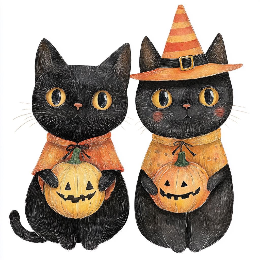 8 Cute Witch Cat Clipart Bundle,png