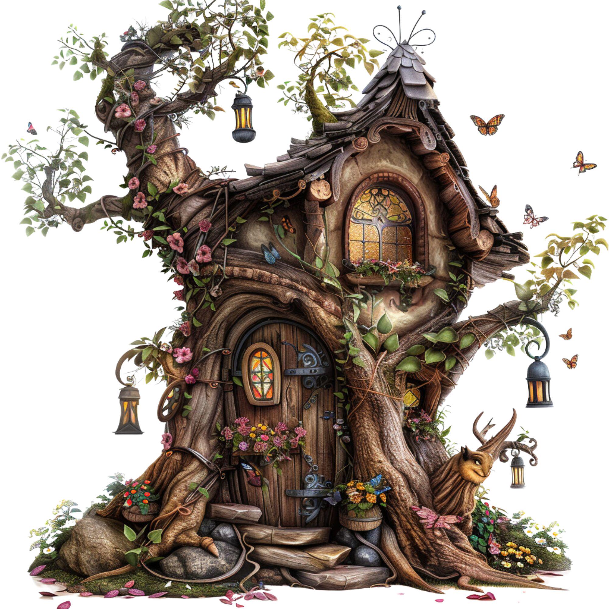 11 Fairy Floral House Watercolor Clipart High Quality Printable,house ...