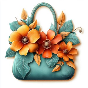 Watercolor Floral Handbag Clipart: Fashion Purse Designs (digital ...