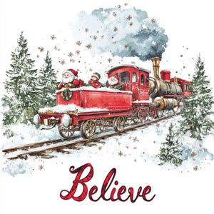 Christmas Santa Express Train Clipart: Holiday PNG Designs (commercial ...