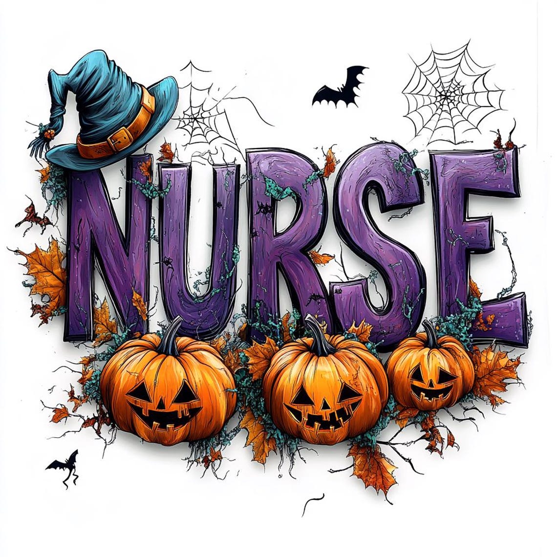 Halloween Nurse Clipart: Spooky Medical Designs (PNG, JPG) (digital ...