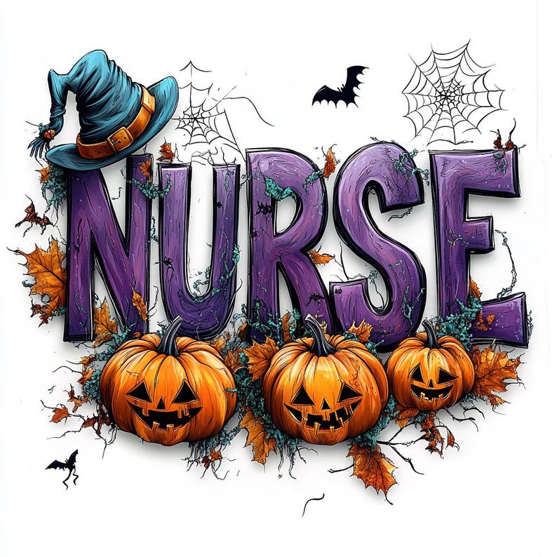 Halloween Nurse Clipart: Spooky Medical Designs (PNG, JPG) (digital ...