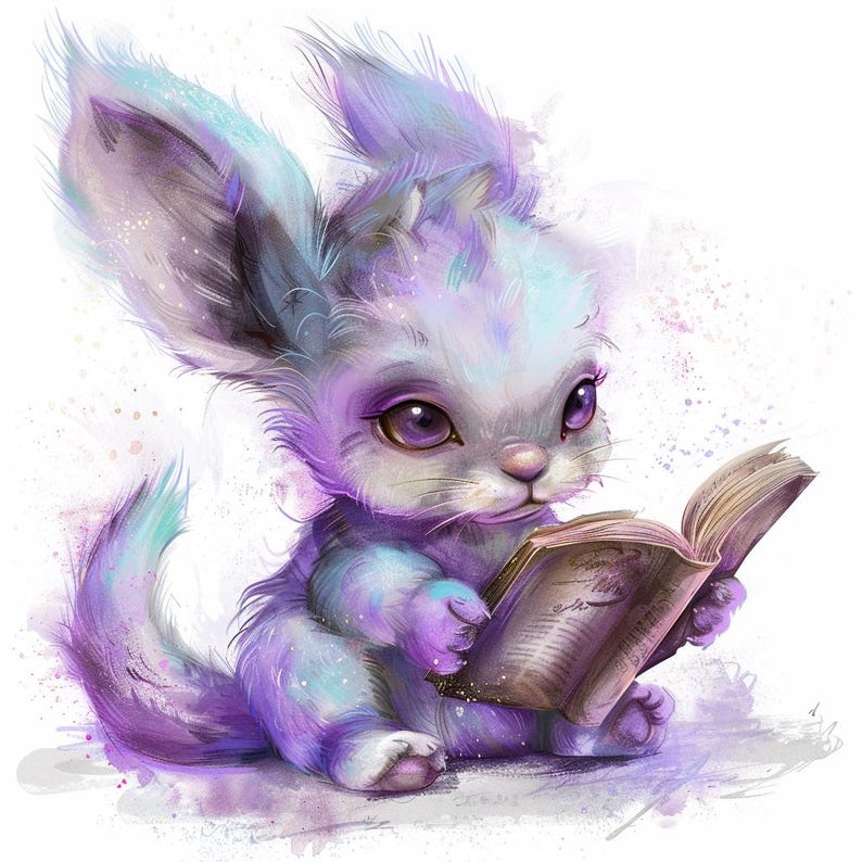 10 ANIMALS WITH BOOKS Watercolor Clip Arts Png,jpj Notebook ...