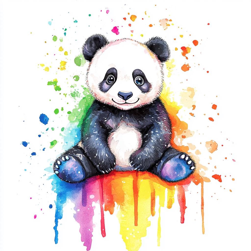 7 Watercolor Cute Funny Panda Clipart Adorable Baby Pandas Commercial ...