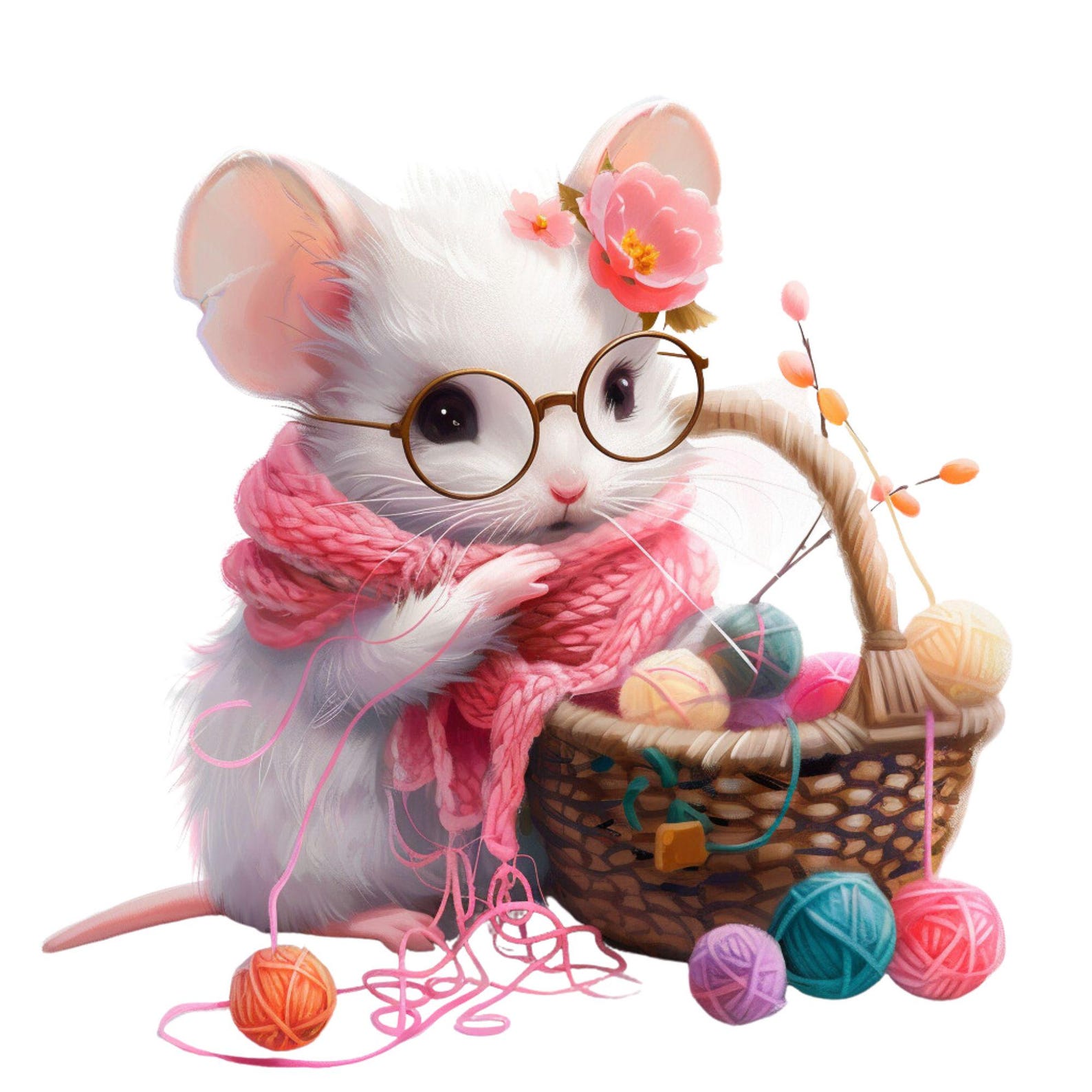 10 Mouse With Flower Watercolor Clipart High Quality File Png,jpj Using ...