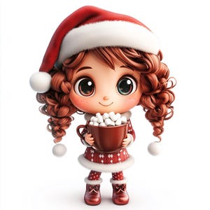 9 Cute Christmas Girl Clipart, Cute Doll Clipart,png,jpj, Holiday ...