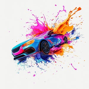 Dripping Cars Watercolor Clipart Bundle: Colorful Automobile Graphics ...