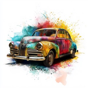 12 Watercolor Automotive Clipart Bundle, Classic Car, JPJ, Classic ...