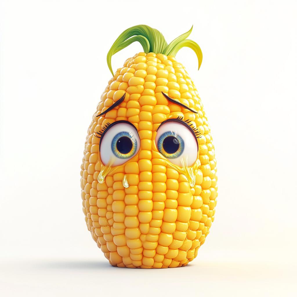 Funny Crying Corn Clipart: Quirky Vegetable Illustrations (digital ...