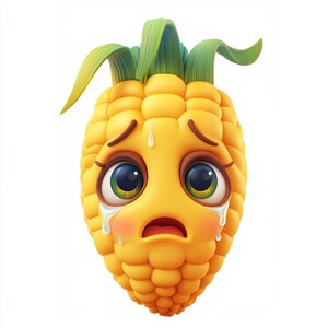 Funny Crying Corn Clipart: Quirky Vegetable Illustrations (digital ...