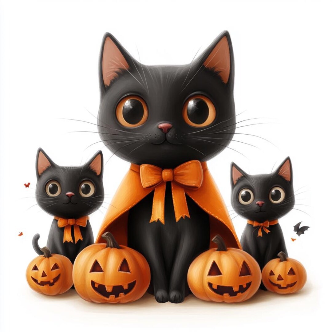 8 Cute Witch Cat Clipart Bundle,png
