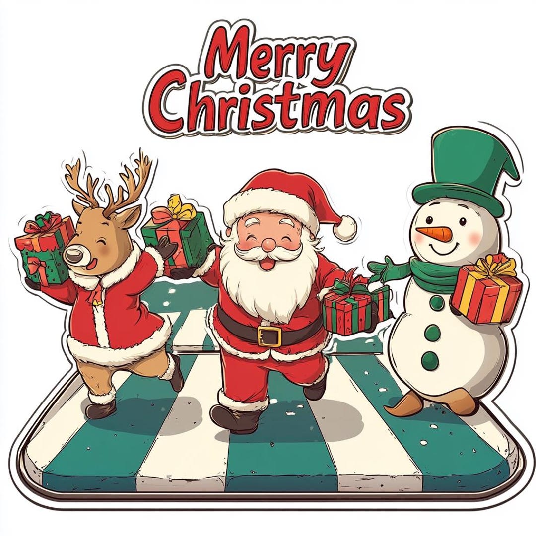 Christmas Watercolor Clipart: Santa, Reindeer, Snowman (PNG, JPG) - Etsy