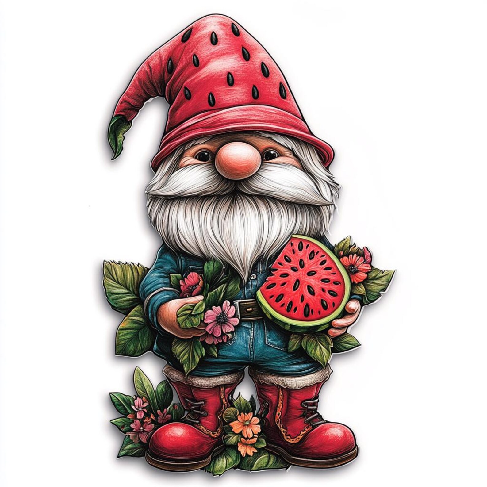 8 Watermelon Gnome Clipart, Gnome Clipart,png,jpj Watermelon Clipart ...