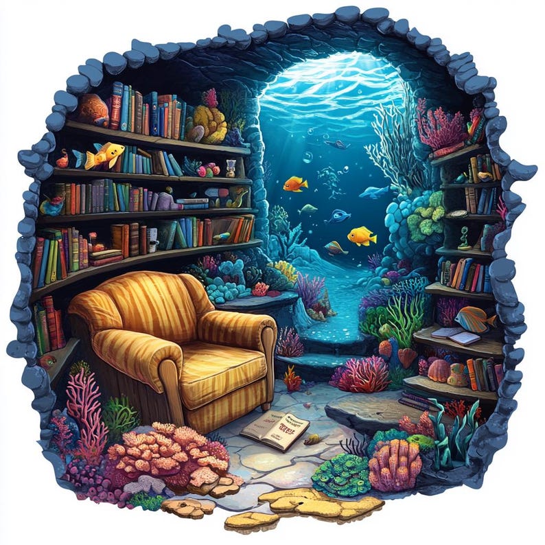 Watercolor Ocean Book Clipart: Sea Library PNG JPG (commercial Use) - Etsy