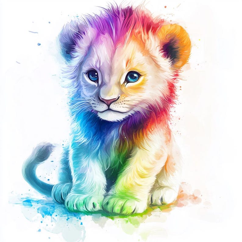 8 Watercolor Cute Lion, Baby Lion Clipart, Baby Lion Png,jpj, Cartoon ...