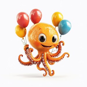 Happy Octopus Clipart Set: Ocean Animal PNG, JPG (digital File) - Etsy