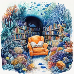 Watercolor Ocean Book Clipart: Sea Library PNG JPG (commercial Use) - Etsy